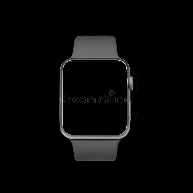 Front View of a Modern Smart Watch Stock Photo - Image of display, dark ...