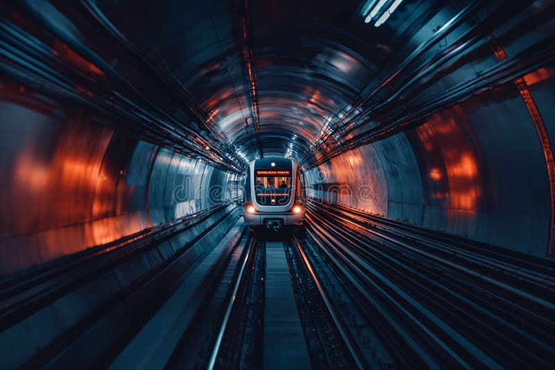 Front View of Modern Train in Subway Stock Illustration - Illustration ...