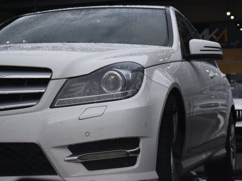 Front View of a Modern White Car with Waterdrops on it Editorial Image ...