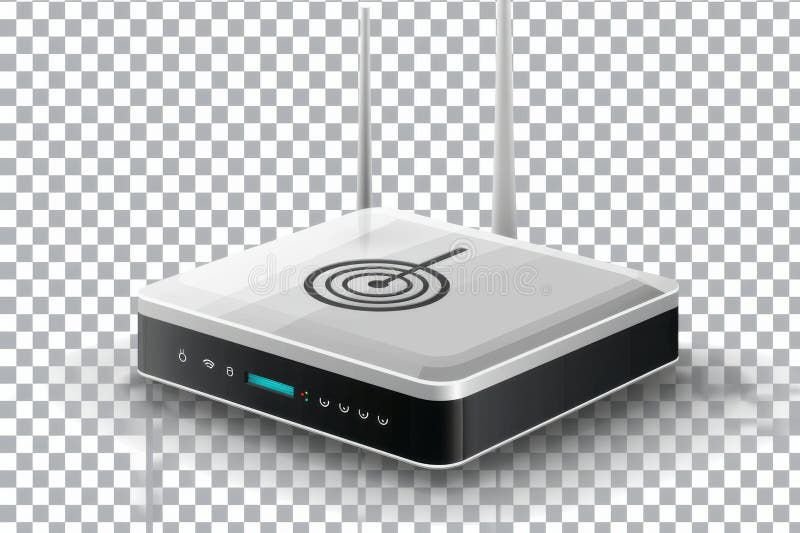 Front View of a Modern Wireless Router with Dual Antennas, Symbolizing ...