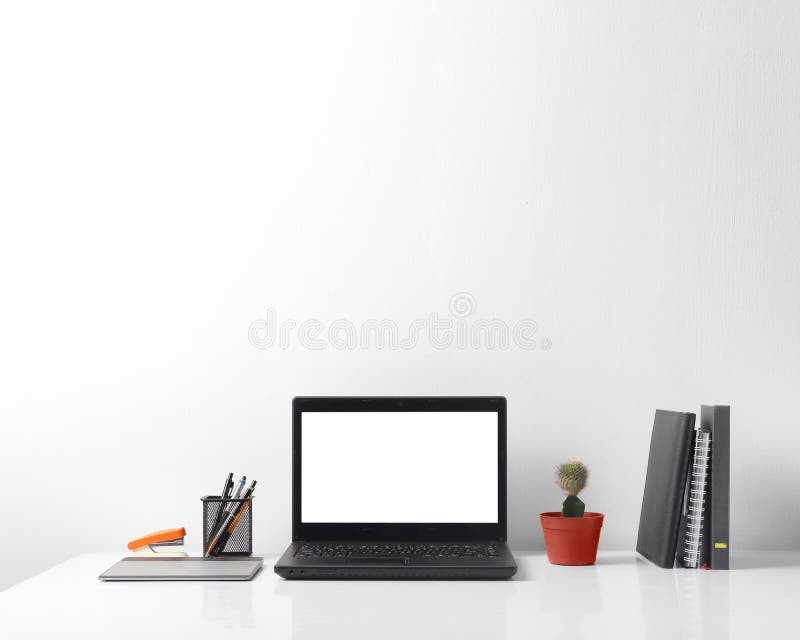 Front View of Modern Workplace Stock Image - Image of decoration ...