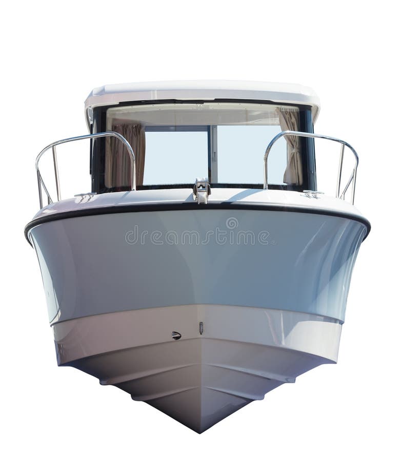 Front View of Motor Boat. Isolated Over White Stock Photo - Image of ...