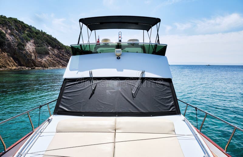 Front View of a Motorboat Sailing on the Sea Stock Image - Image of ...