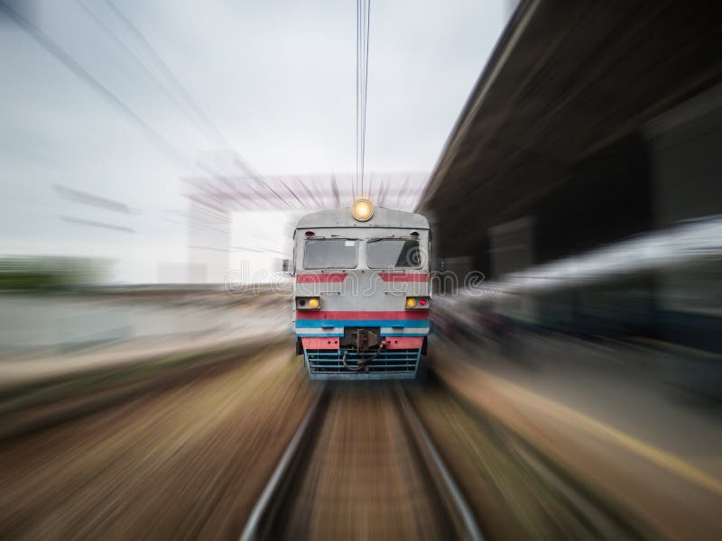 Front View of a Moving Train with Zoom Blur Stock Photo - Image of ...