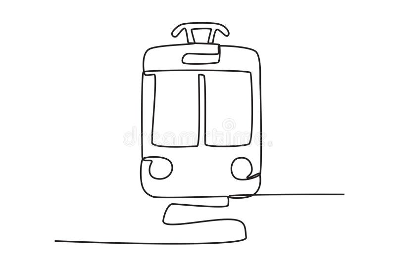 Front View of a Moving Tram Stock Vector - Illustration of electric ...