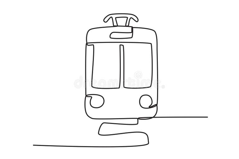 Front View of a Moving Tram Stock Vector - Illustration of electric ...