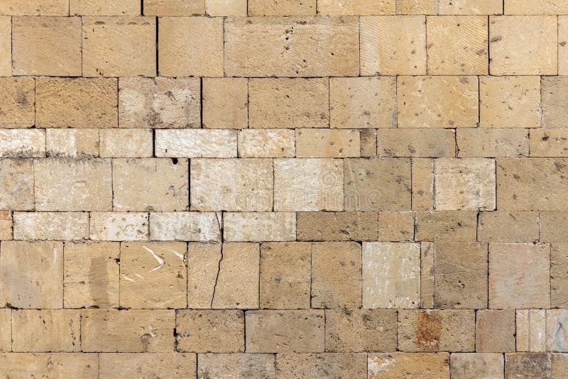 Front View Natural Shell Rock Stone Brick Wall Background Texture Stock ...