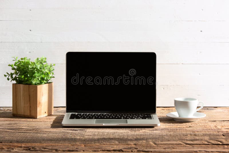 The Front View of Notebook and Cup of Coffee. Inspiration and Mock-up ...