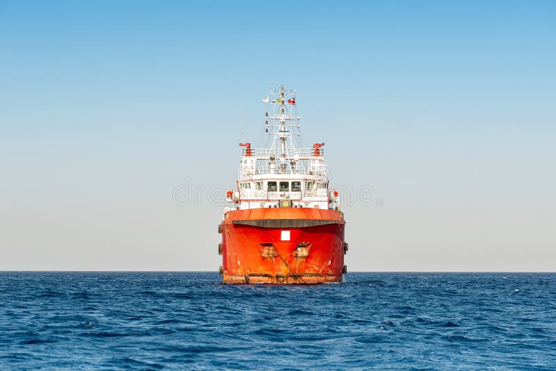 Front View of Offshore Supply Ship in Mediterranean Sea Stock Photo ...