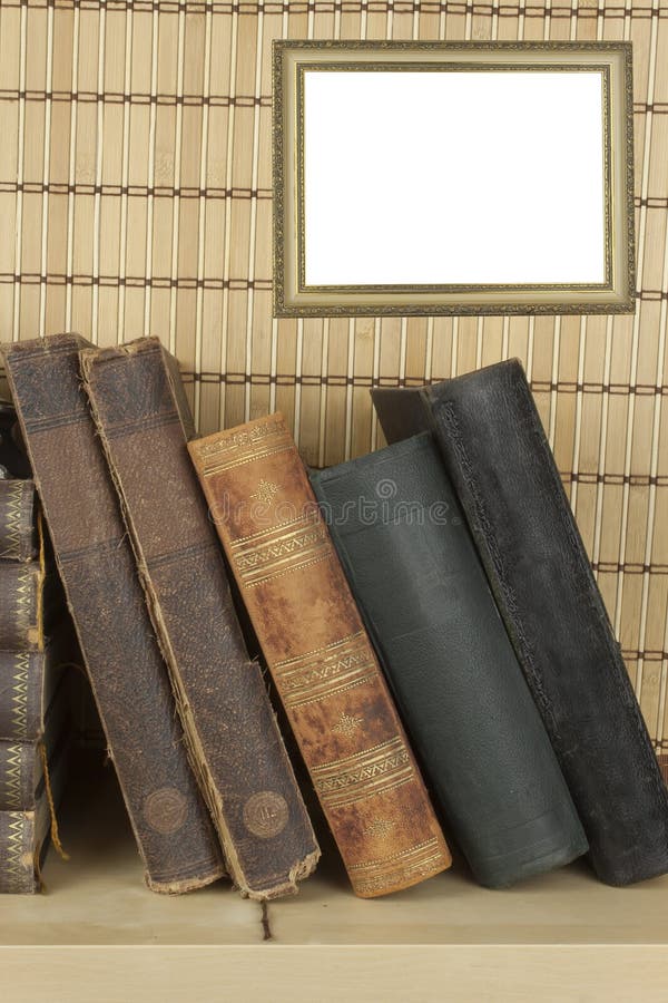 Front View of Old Books Stacked on a Shelf. Books without Title and ...