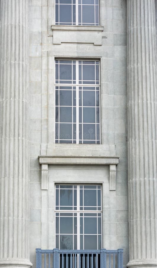 Front View of an Old Building with Huge Windows Stock Photo - Image of ...