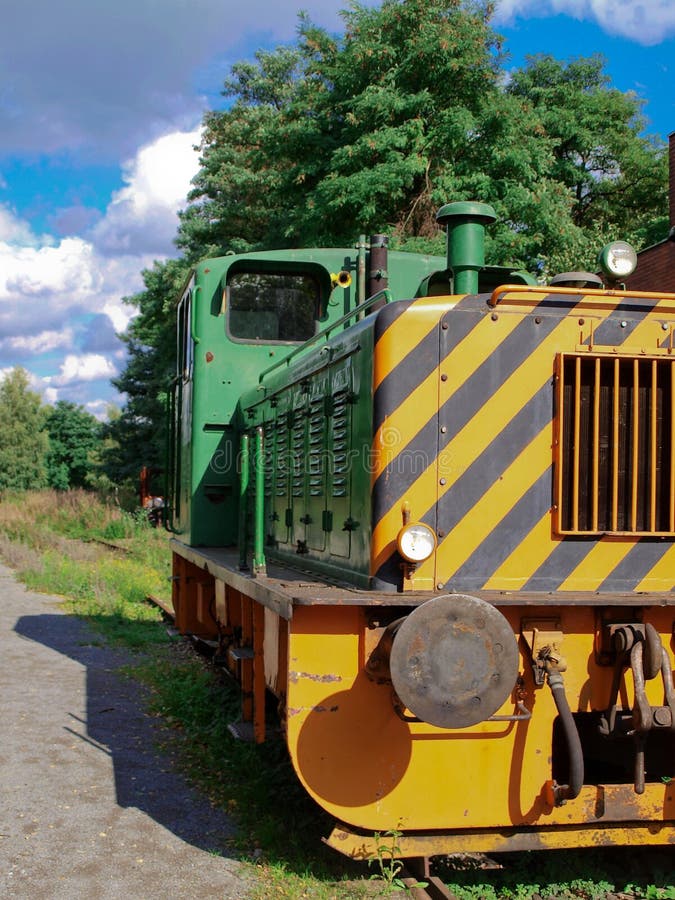 Front View Of The Diesel Locomotive On The Railroad Stock Photo - Image ...