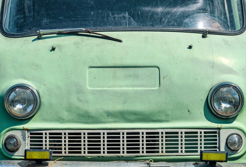 Front View of a Old Minibus Stock Photo - Image of oldtimer, space ...