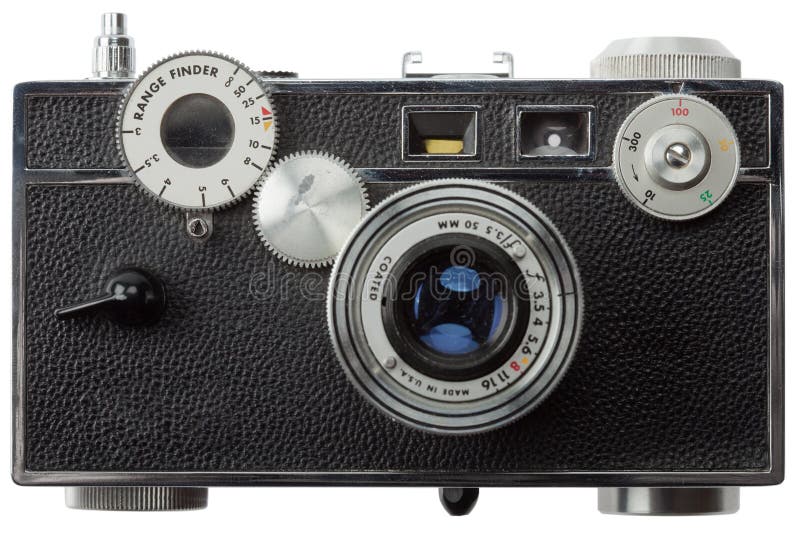 Front View of Old Rangefinder Camera Stock Image - Image of background ...
