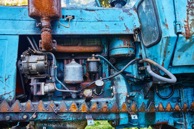 Front View of an Old Tractor Engine Stock Photo - Image of rust ...