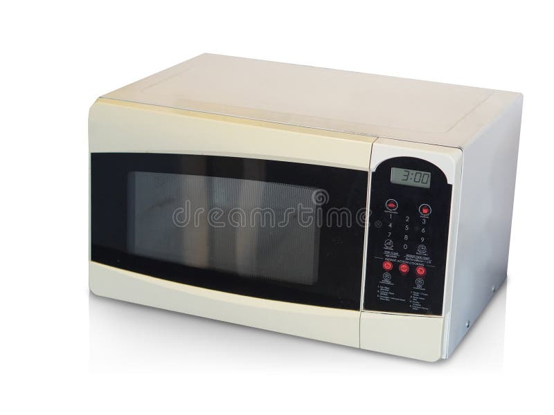 Front View Old White Microwave Oven Placed on Isolated Background ...