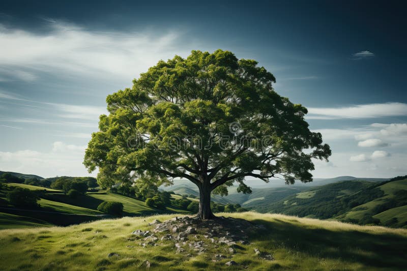 Front View of One Big Green Tree. Stock Image - Image of botany ...