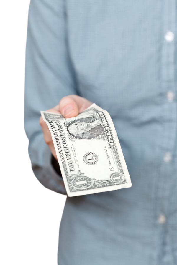Front View of One Dollar Banknote in Arm Stock Photo - Image of hold ...