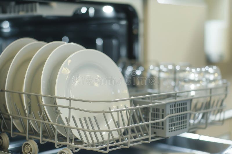 Front View of Open Automatic Stainless Fully Integrated Dishwasher ...