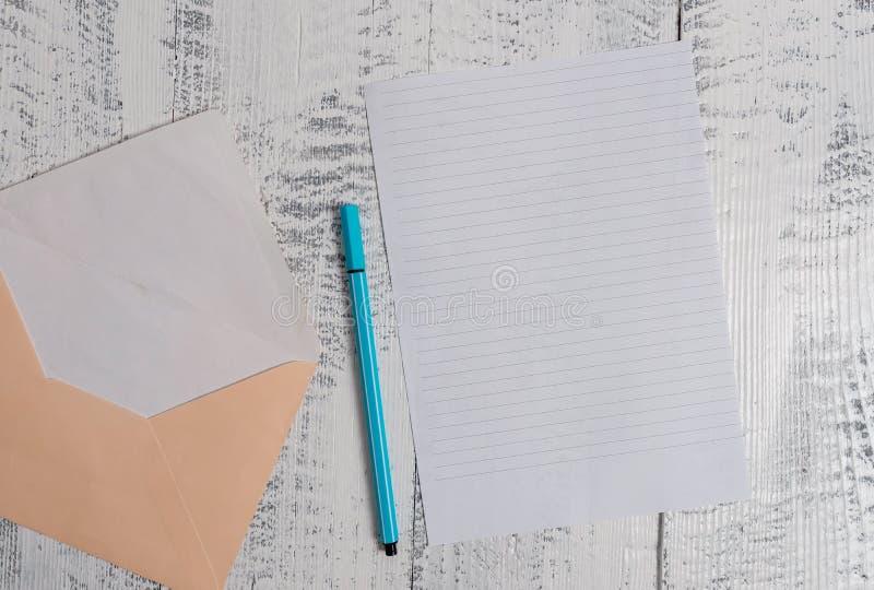 Front View Open Colored Rectangular Envelope Blank Sheet Paper ...