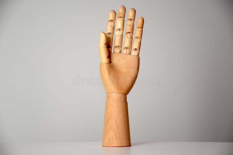 Front View of an Open Hand of Wooden Isolated Stock Image - Image of ...
