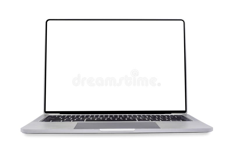 Front View of Open Laptop Computer. Modern Thin Edge Slim Design. Stock ...