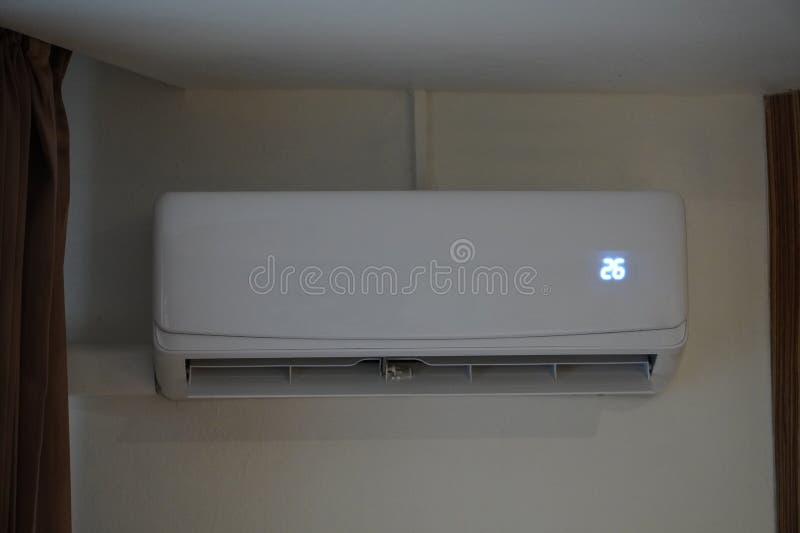Front View Open White Air Conditioner at a Temperature of 26 Degrees ...