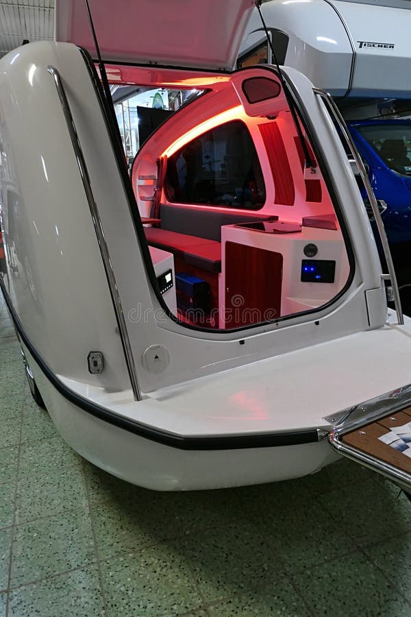 Front View of Opened German Autonomous Floating Camper Van Sealander ...