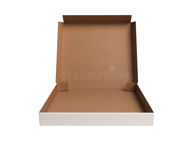 Front View of Opened Pizza Box 3d Render on White Background No Stock ...