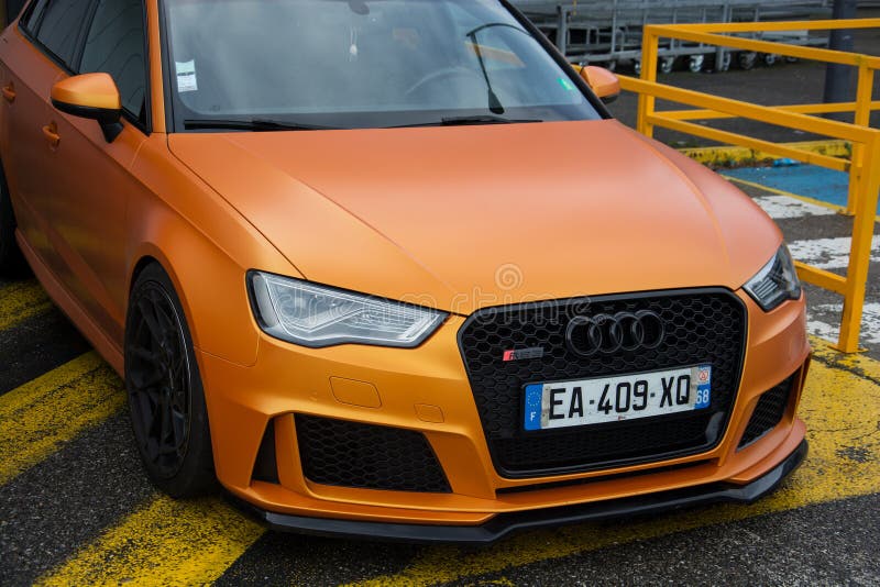 Front View of Orange Audi RS3 Parked in the Street Editorial Image ...
