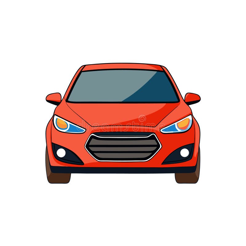 Front View Orange Car Cartoon Vector Illustration Graphic Stock Image ...