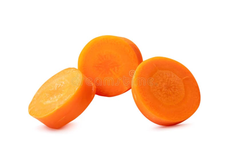 Front View of Orange Carrot Slices Isolated on White Background with ...