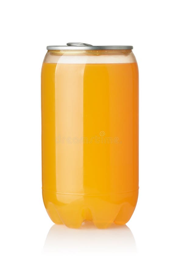 Front View of Orange Soda in Transparent Plastic Can Stock Photo ...