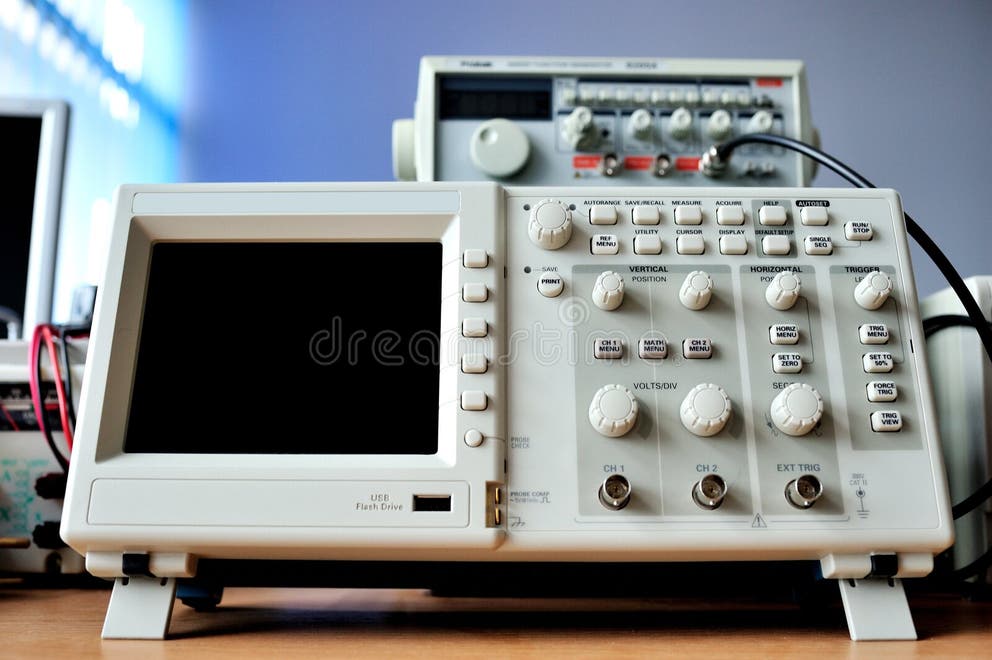 Front View of Oscilloscope Device Stock Photo - Image of electronics ...