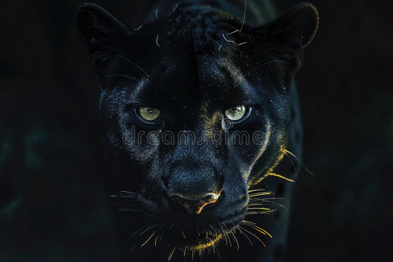 Front View of Panther on Dark Background Stock Illustration ...