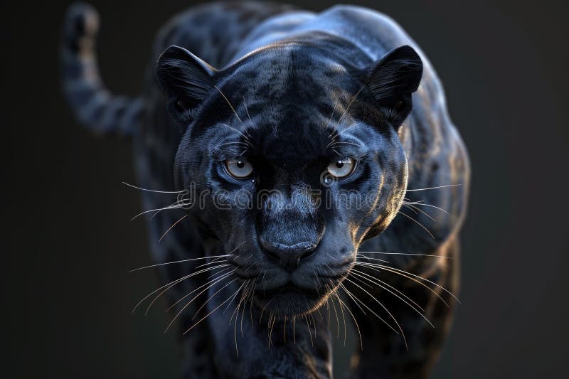 Front View of Panther on Dark Background Stock Illustration ...