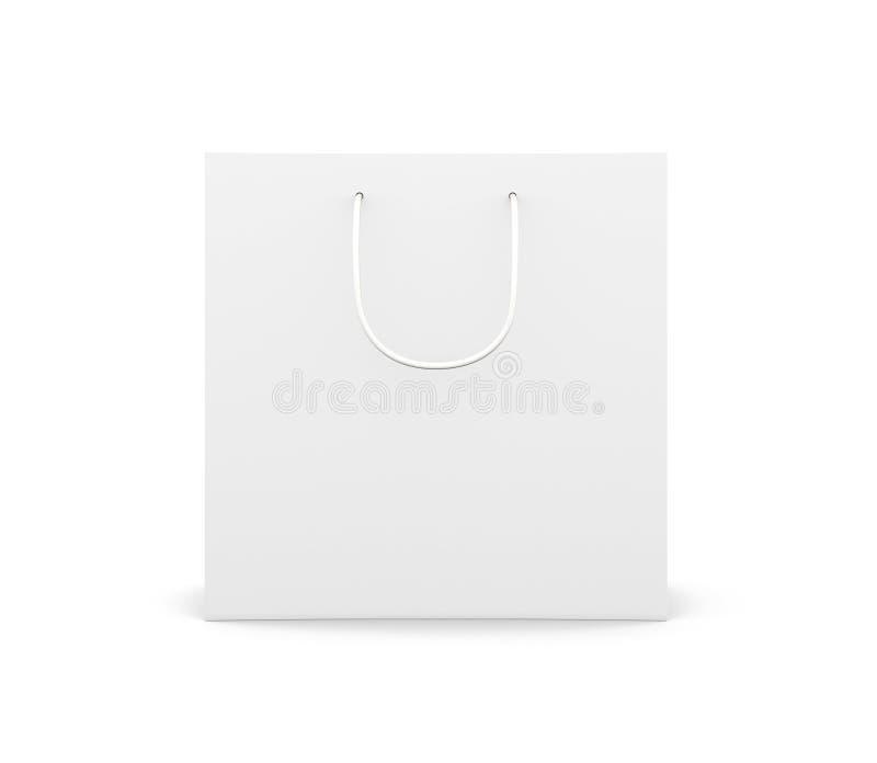 Front View Paper Bag with Handles Isolated on White Background. Stock ...