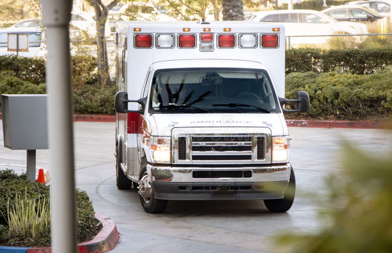 Front View of a Parked Ambulance Stock Image - Image of enforcement ...