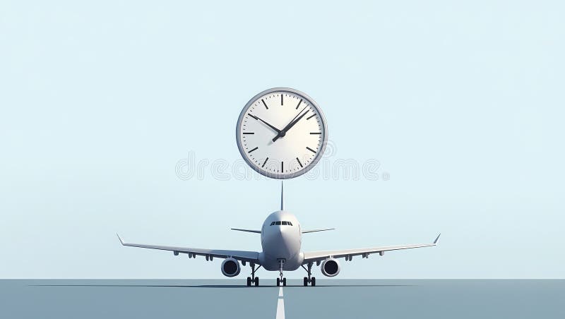 Airplane with Clock: Time To Fly Stock Illustration - Illustration of ...