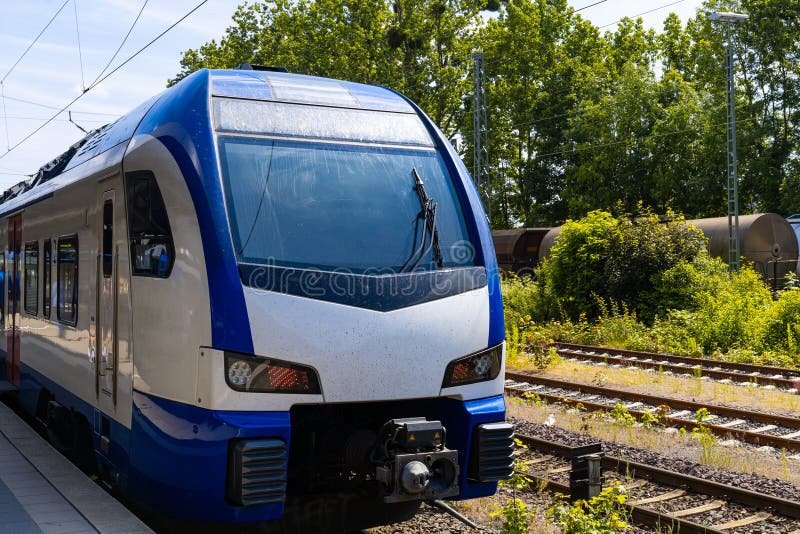 Front View of a Passenger Electric Train Standing on the Platform Stock ...