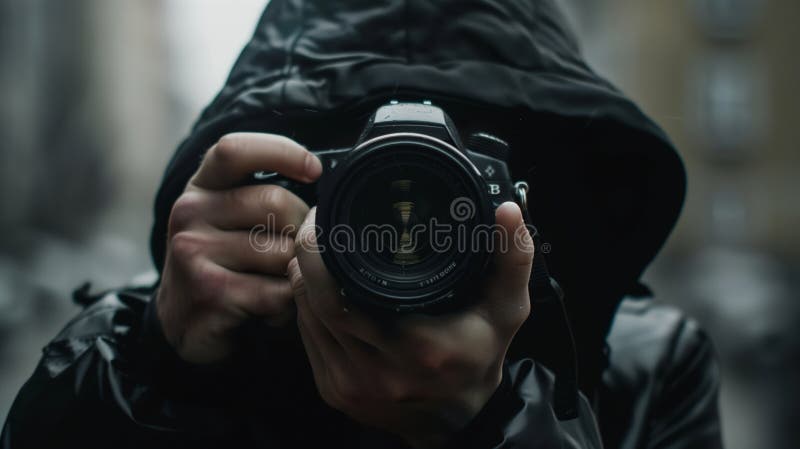 Front View Photographer with Camera Stock Image - Image of digital ...