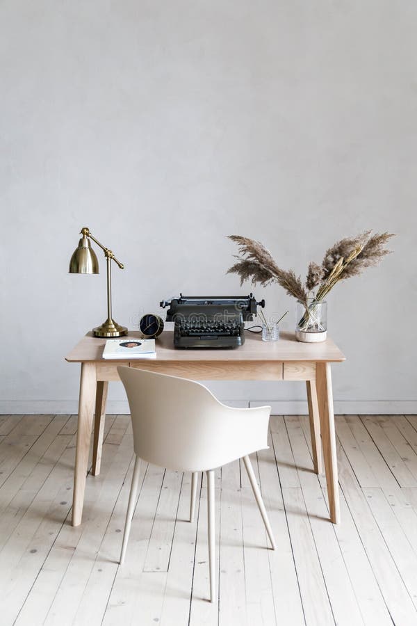 Front View Picture of Studio Workplace. Designer Comfortable Work Table ...