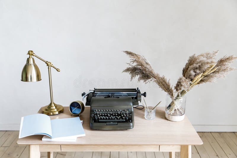 Front View Picture of Studio Workplace. Designer Comfortable Work Table ...