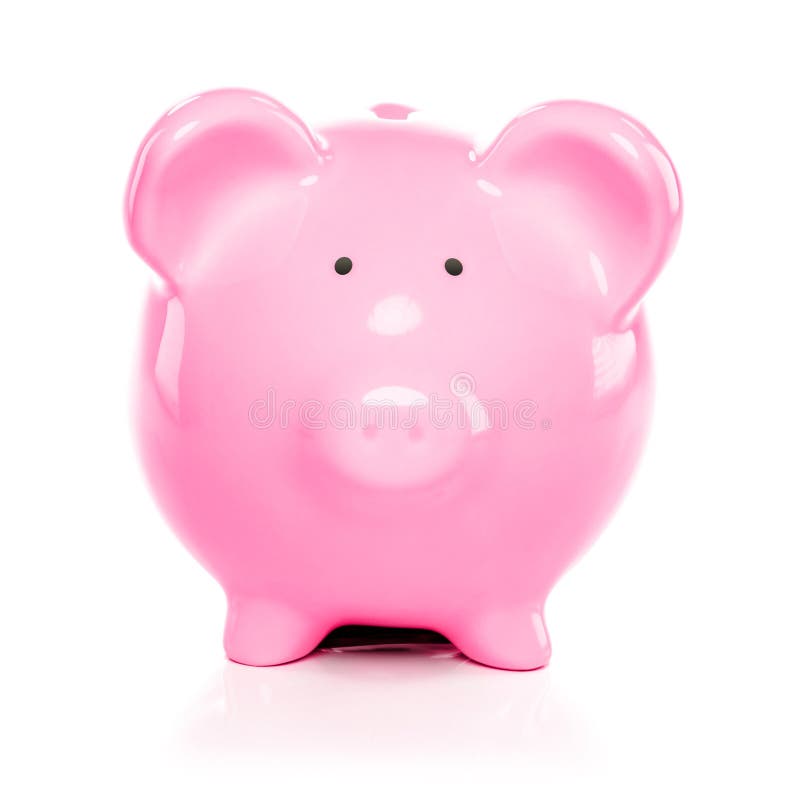 Front View of Piggy Bank Isolated on White Background Stock Image ...