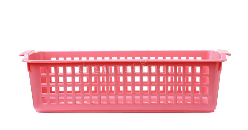 Front View of Pink Rectangular Plastic Storage Basket Stock Image ...