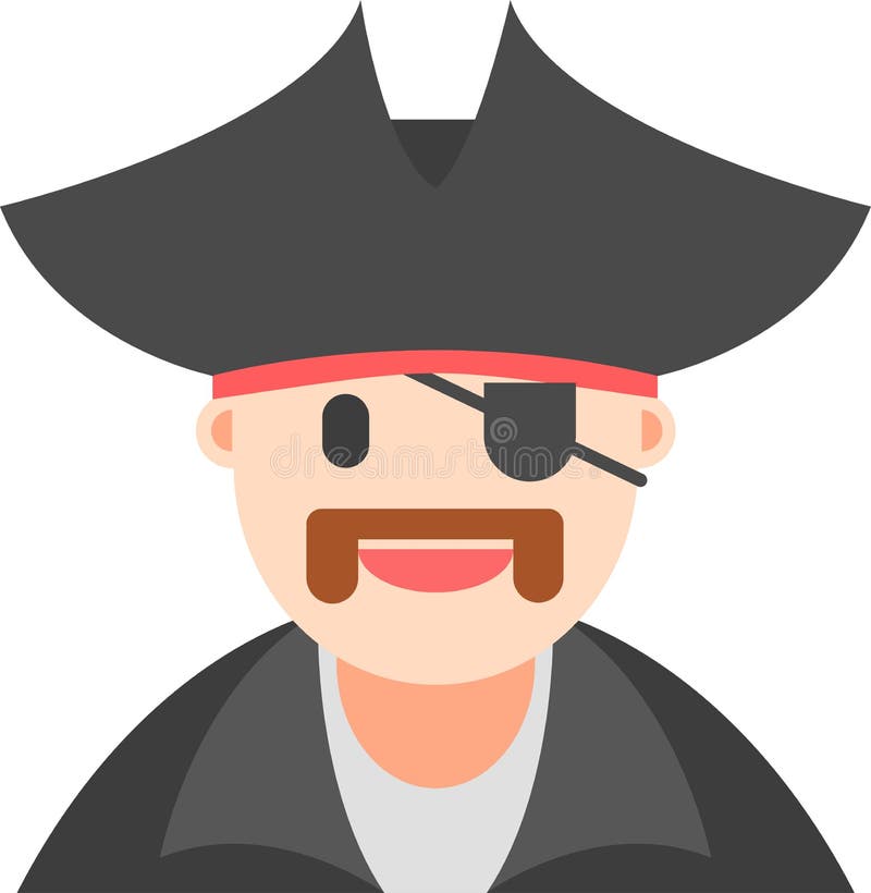 Pirate Captain Face with Eye Patch and Mustache Stock Vector ...