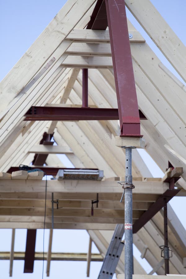 Front view of pitched roof stock photo. Image of construction - 99597418