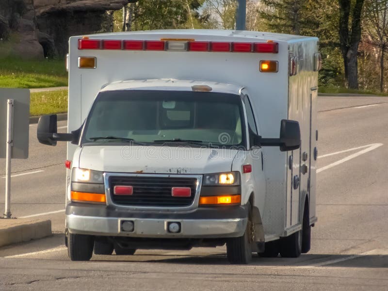 A Front View of a Plain White Ambulance Stock Image - Image of care ...