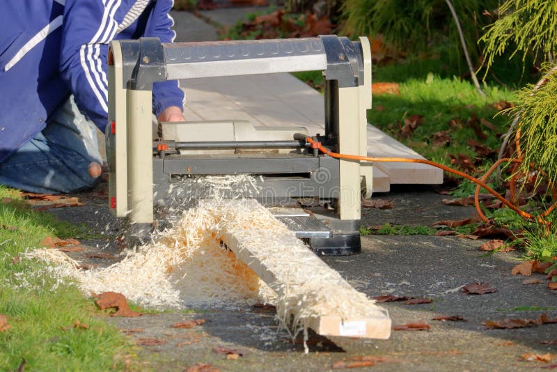 Front View of Plainer Working Stock Photo - Image of full, work: 204243334