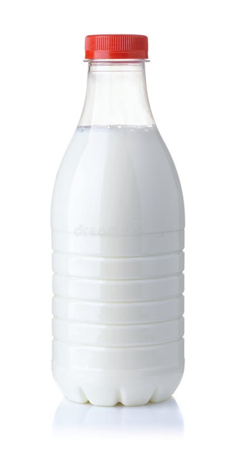 Front View of Plastic Milk Bottle Stock Image - Image of drink, healthy ...